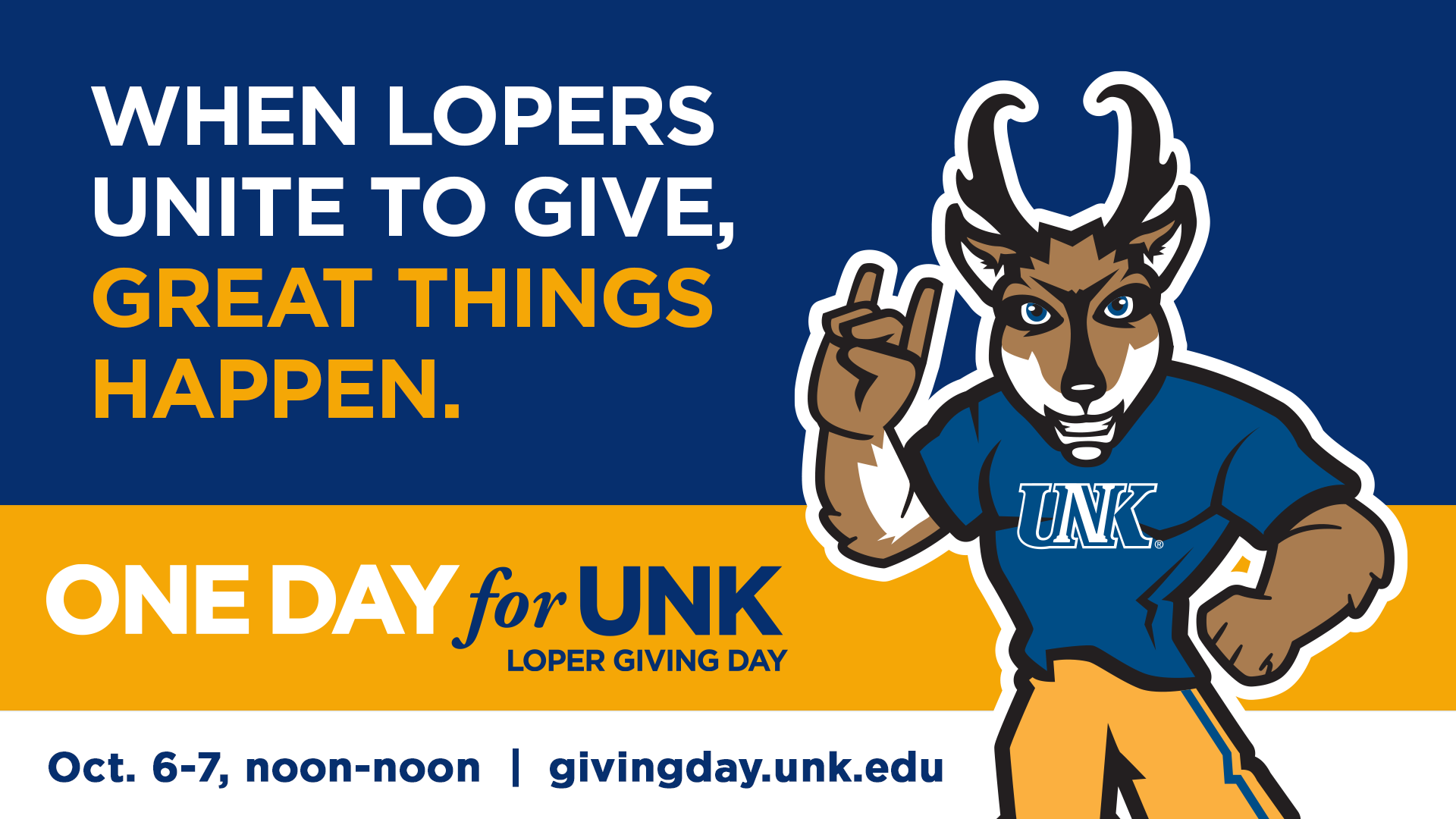 Loper Giving Day: One Day for UNK campaign Oct. 6-7 – UNK NEWS