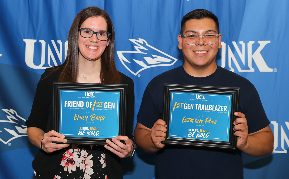 Estefano Paez, Emily Bahr recognized with UNK’s annual First-Gen Awards during campus ...
